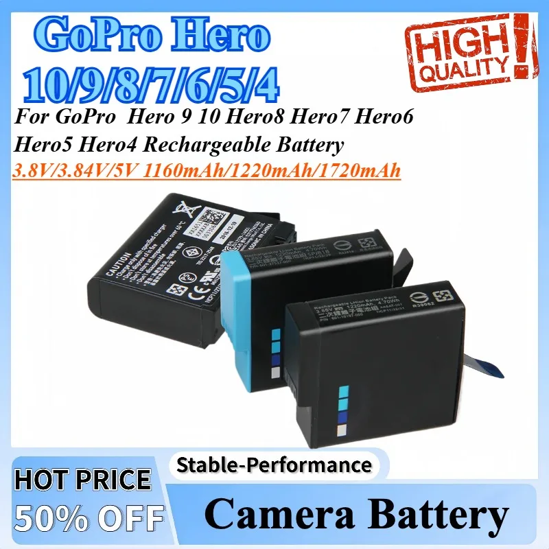 1800mAh Replacement Battery for GoPro Hero 10 9 8 7 6 5 4 Hero 9 10 ...