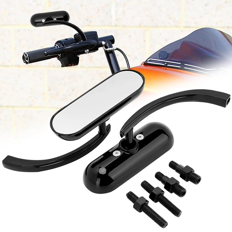1pair Universal 8 10mm Mini Oval Side Mirror Motorcycle Bright Black ...
