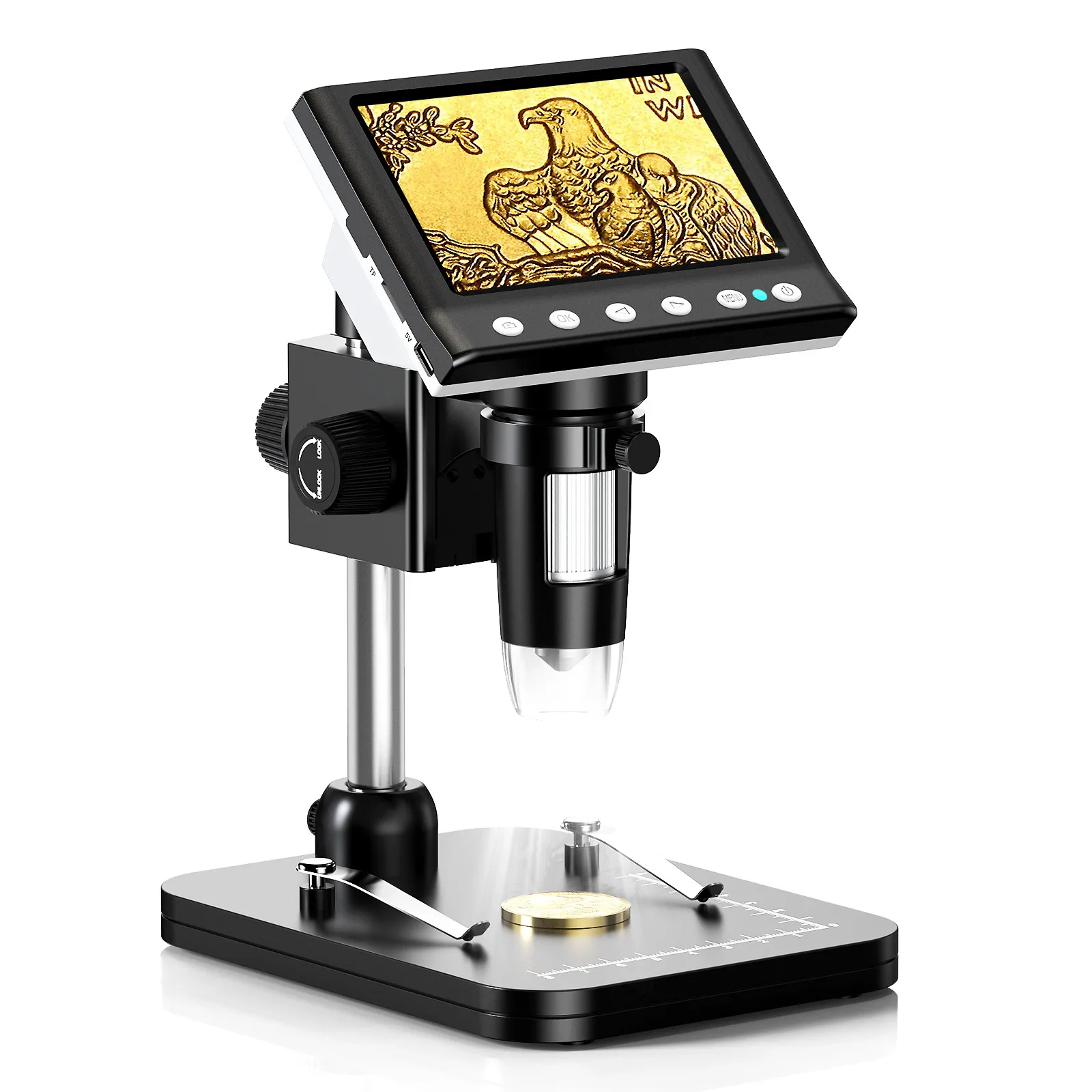 RIEVBCAU DM7 4,3 Inch Digital Microscope 1000X - High Resolution 1080P ...
