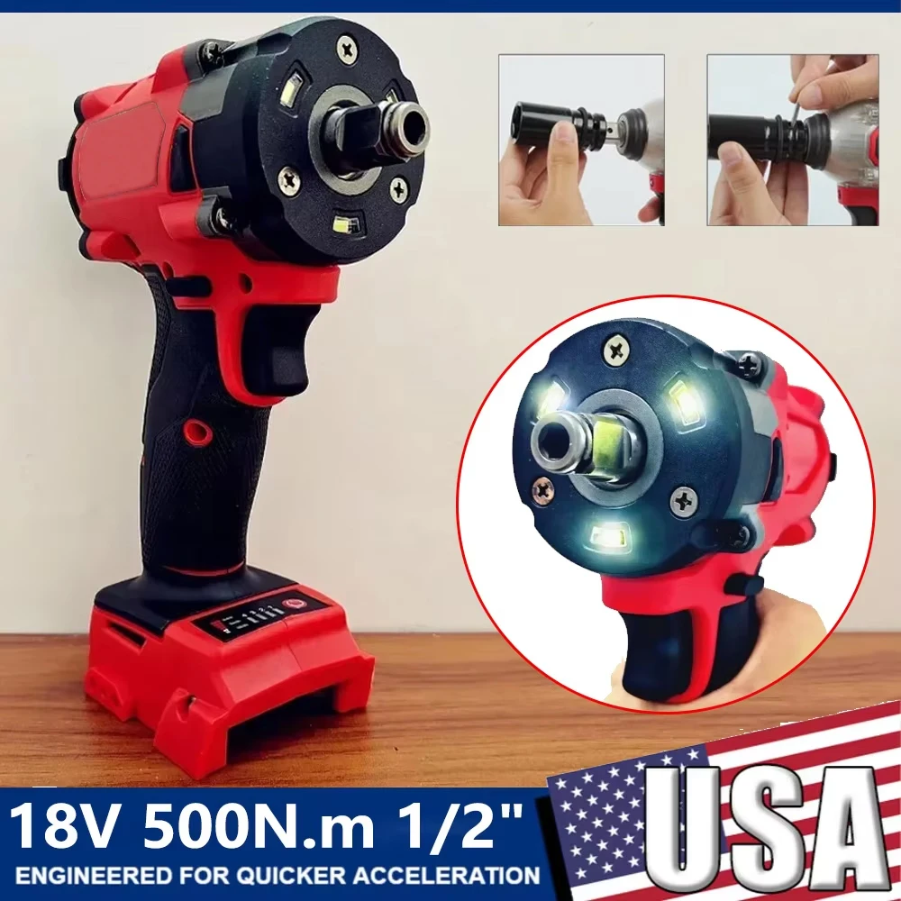 500N.m 1/2" Brushless Electric Driver Screwdriver 4 Gears Cordless ...