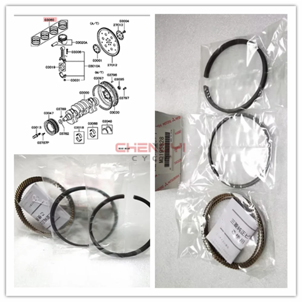 4G64 Piston Rings Set For Pajero Montero V11W V31W Outlander CU4W E56A ...