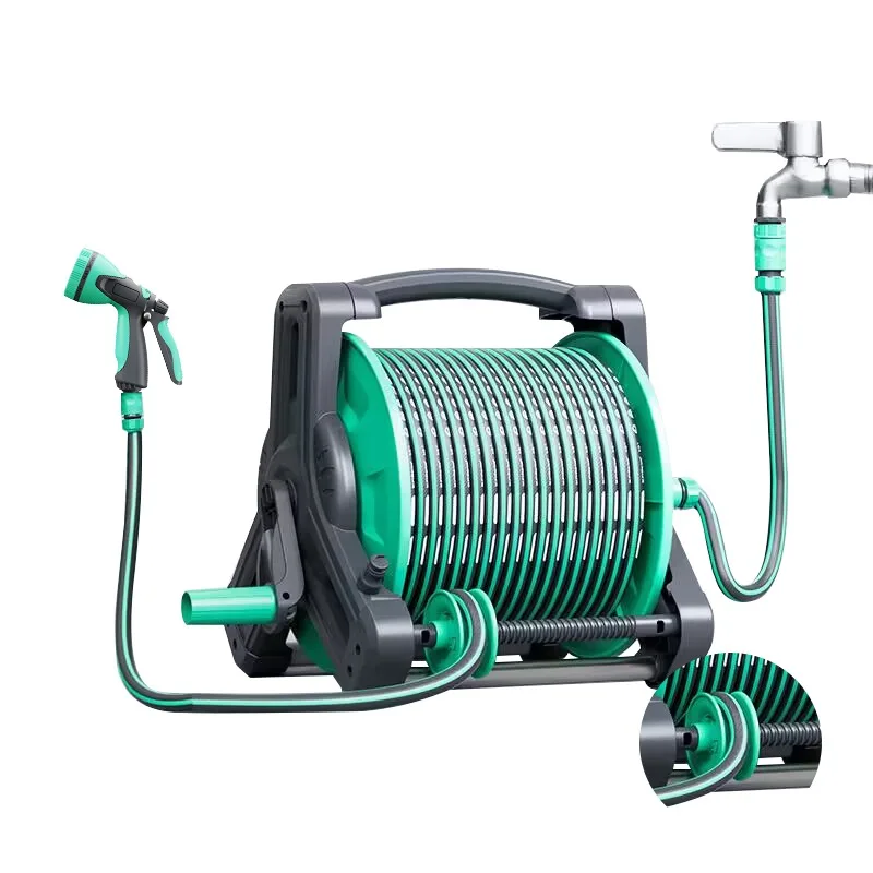 Garden Stainless Steel Heavy Duty Reel Hose Automatic Spray 35m 1.5in ...