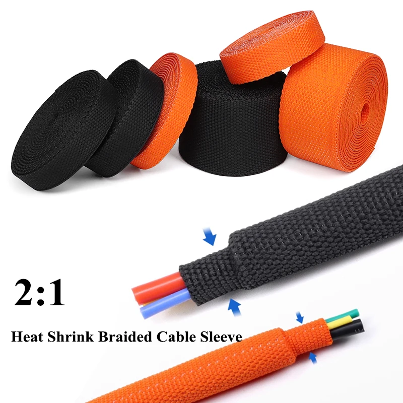 New-2-1-Heat-Shrink-Braided-Cable-Sleeve-6-100mm-Insulation-Flam ...