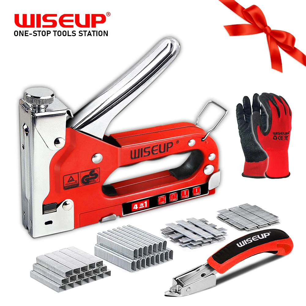 WISEUP grapadora 4 en 1 para muebles, pistola de grapas resistente para ...