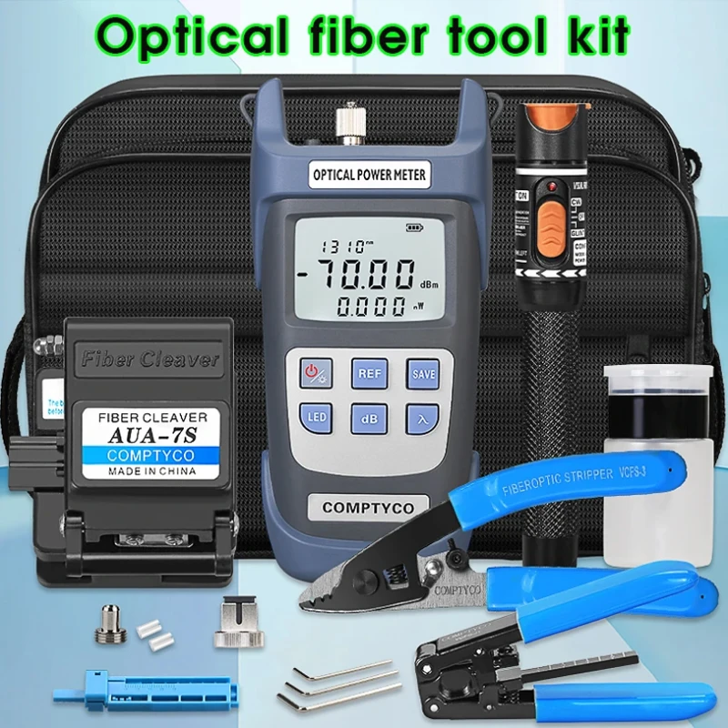 20pcs-set-FTTH-Fiber-Optic-Tool-Kit-with-Fiber-Cleaver-70-10dBm-50 ...
