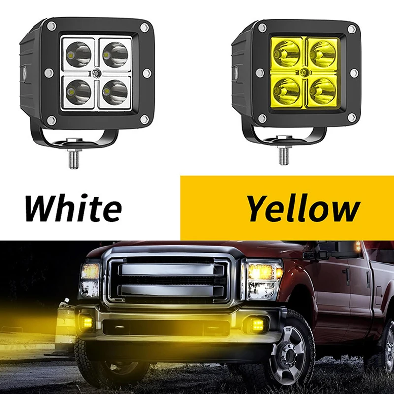 1PC Amber/white LED Pods, Square Spot Beam LED Cubes Fog Lights for ...