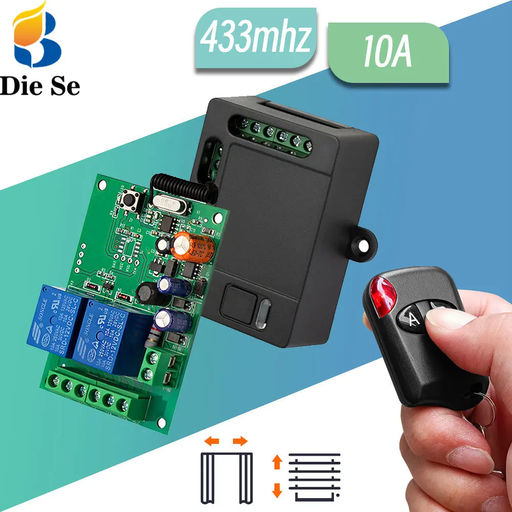 433MHz-Rf-Wireless-Remote-Control-Switch-AC-220V-2CH-Garage-Door-Relay ...