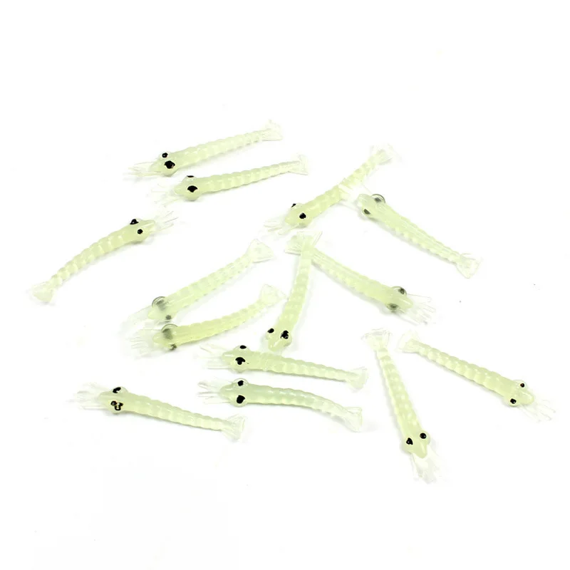 50Pcs Luminous Shrimp Fishing Bait Soft Lure Worms Glow Shrimps Fishing Lures for Bass Crappie ...