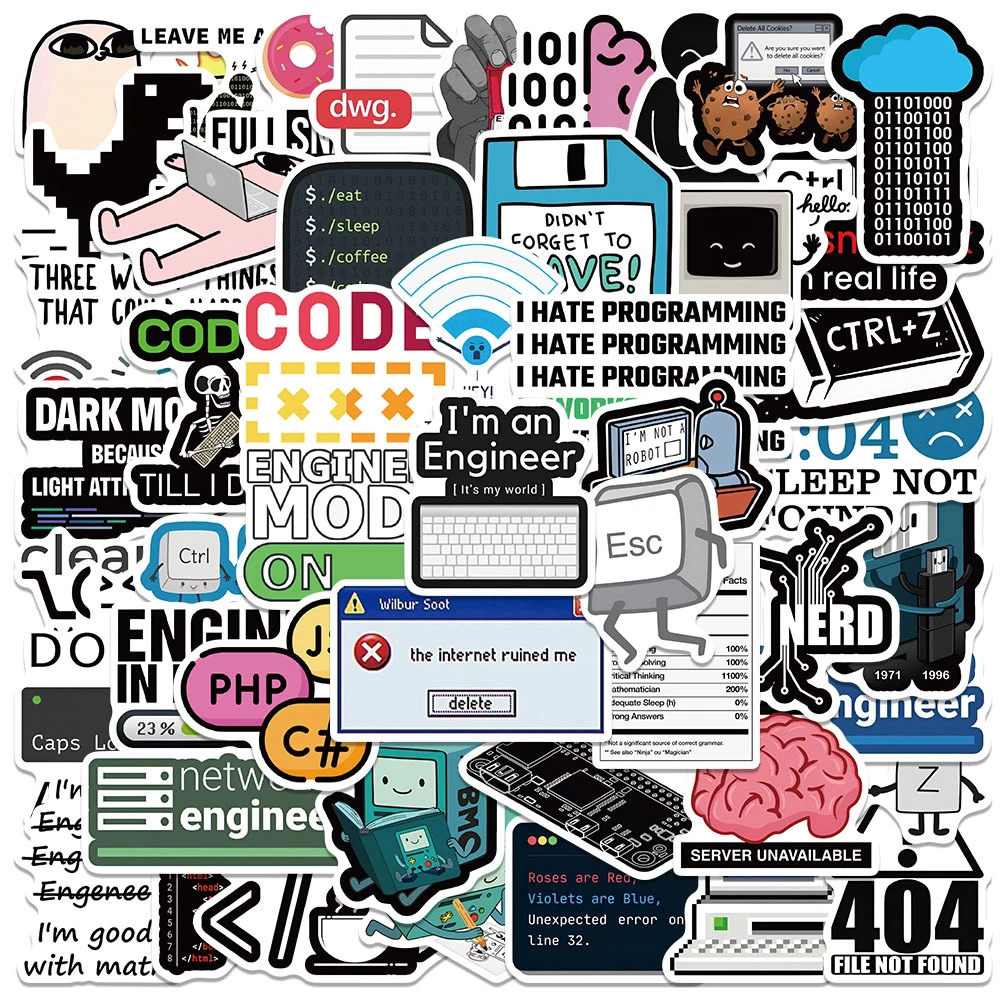 10-30-50pcs-Cartoon-Funny-Geek-Java-Programming-Stickers-Decals ...