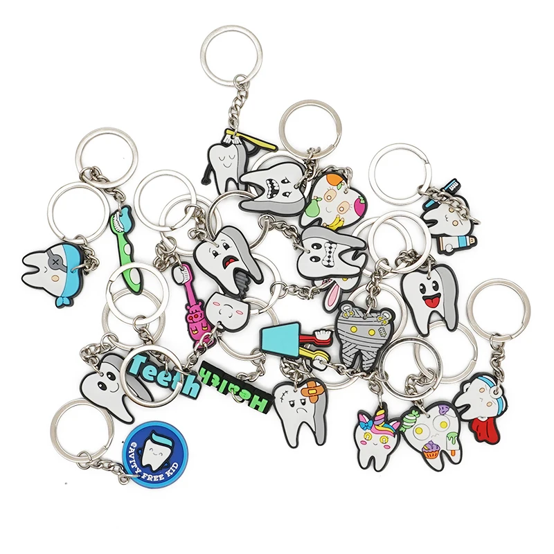 10pcs-Tooth-Shape-Model-Keychain-PVC-Keyring-Cartoon-Lovely-Girls-Kids ...