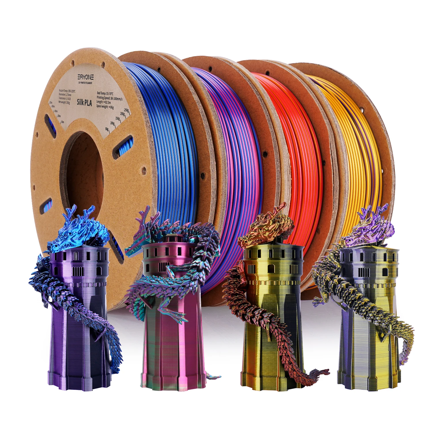 ERYONE 250G Silk Tri-Color PLA Filament 1.75mm ± 0.03 For FDM 3D ...