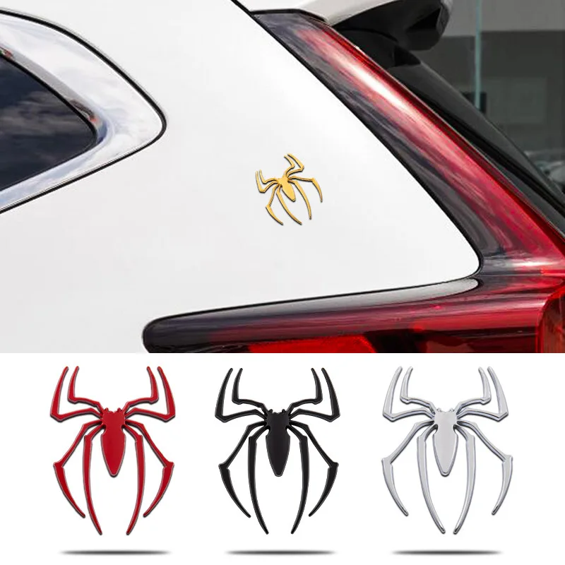 Fashion-Car-Sticker-3D-Metal-Spider-Personalized-Car-Logo-Gold-silver ...