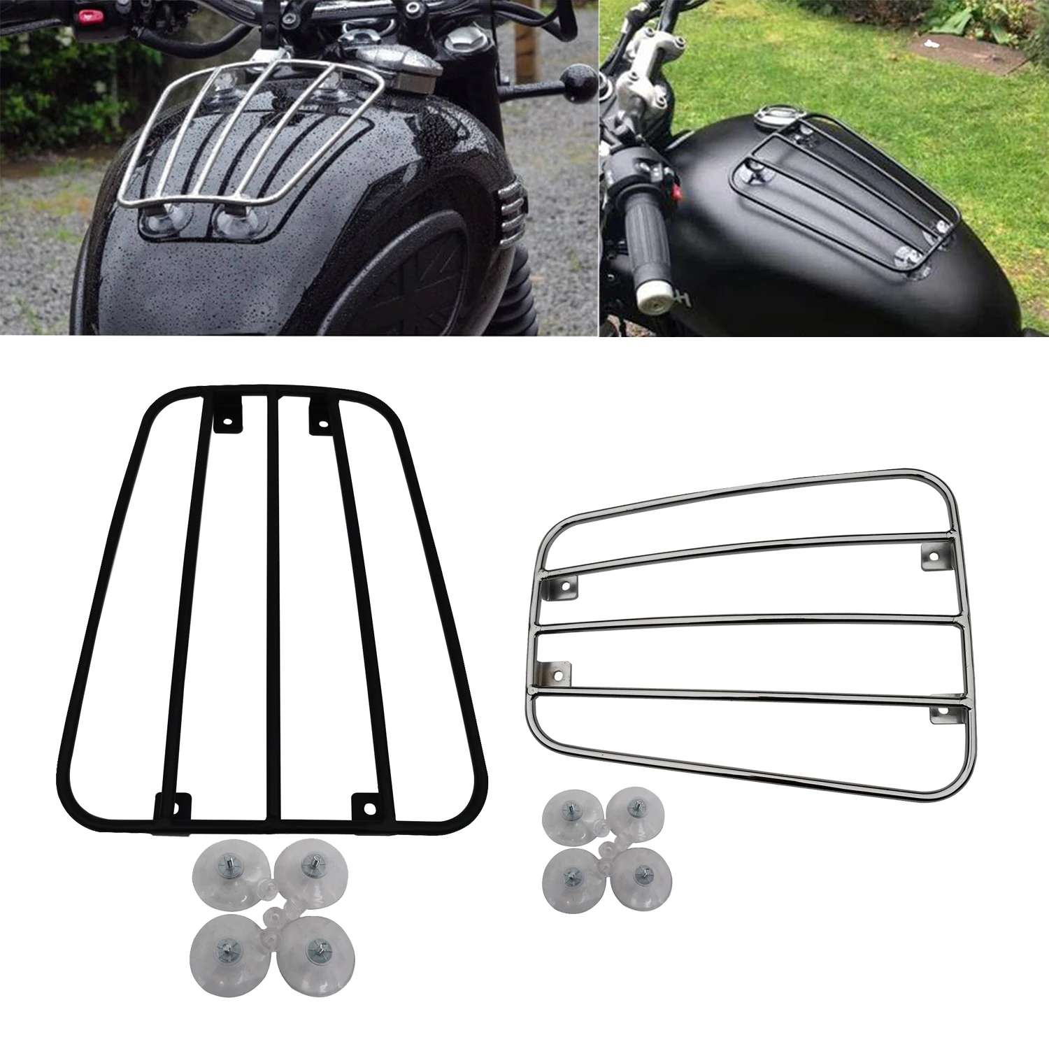 Motorcycle-Universal-Fuel-Gas-Tank-Luggage-Rack-Shelf-Holder-Bracket ...