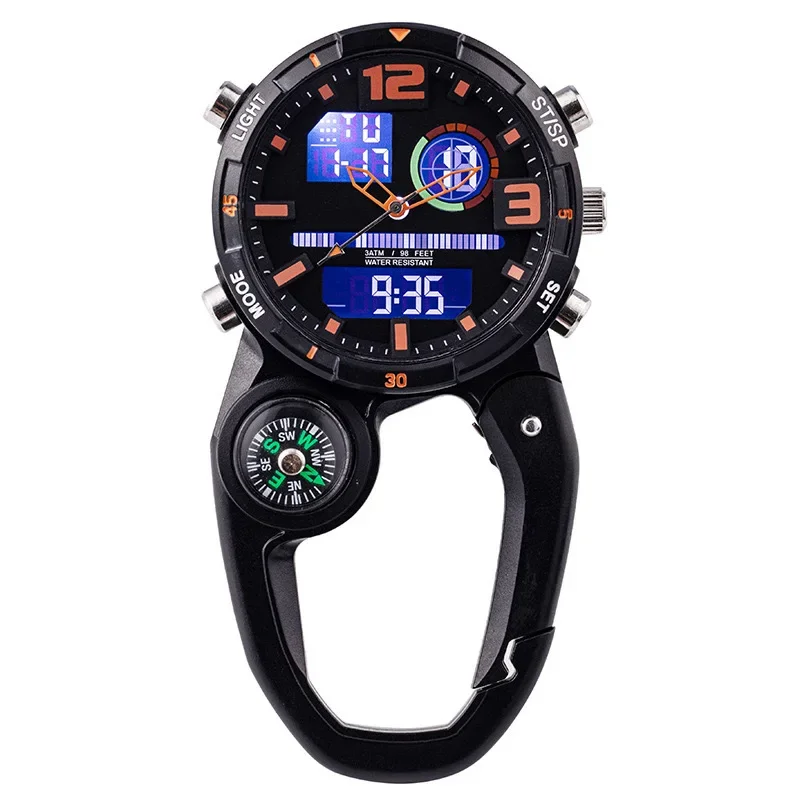 Climbing Watch Clip-On Backpack Sports Quartz Pocket Watch Men Analog ...