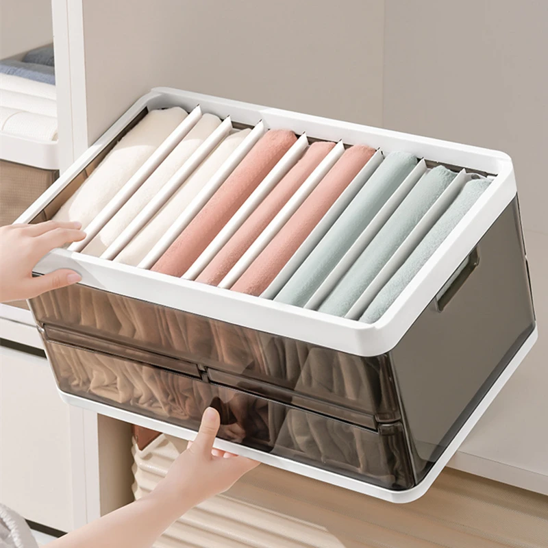 Foldable Jeans Socks Compartment Storage Box Closet Clothes Drawer ...