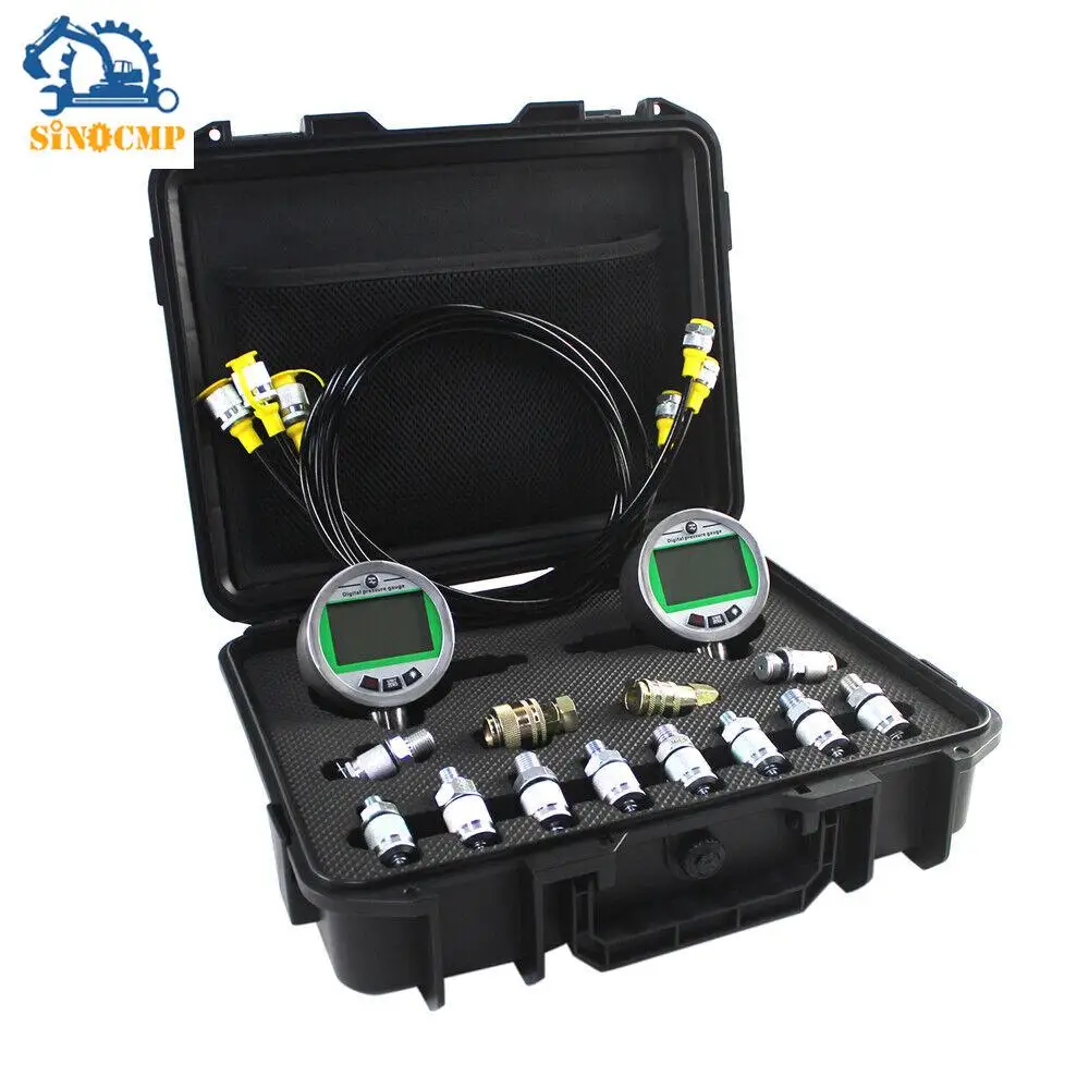 Digital-Pressure-Gauge-Kit-2pc-70MPA-Gauges-3-Test-Hoses-12-Couplings ...
