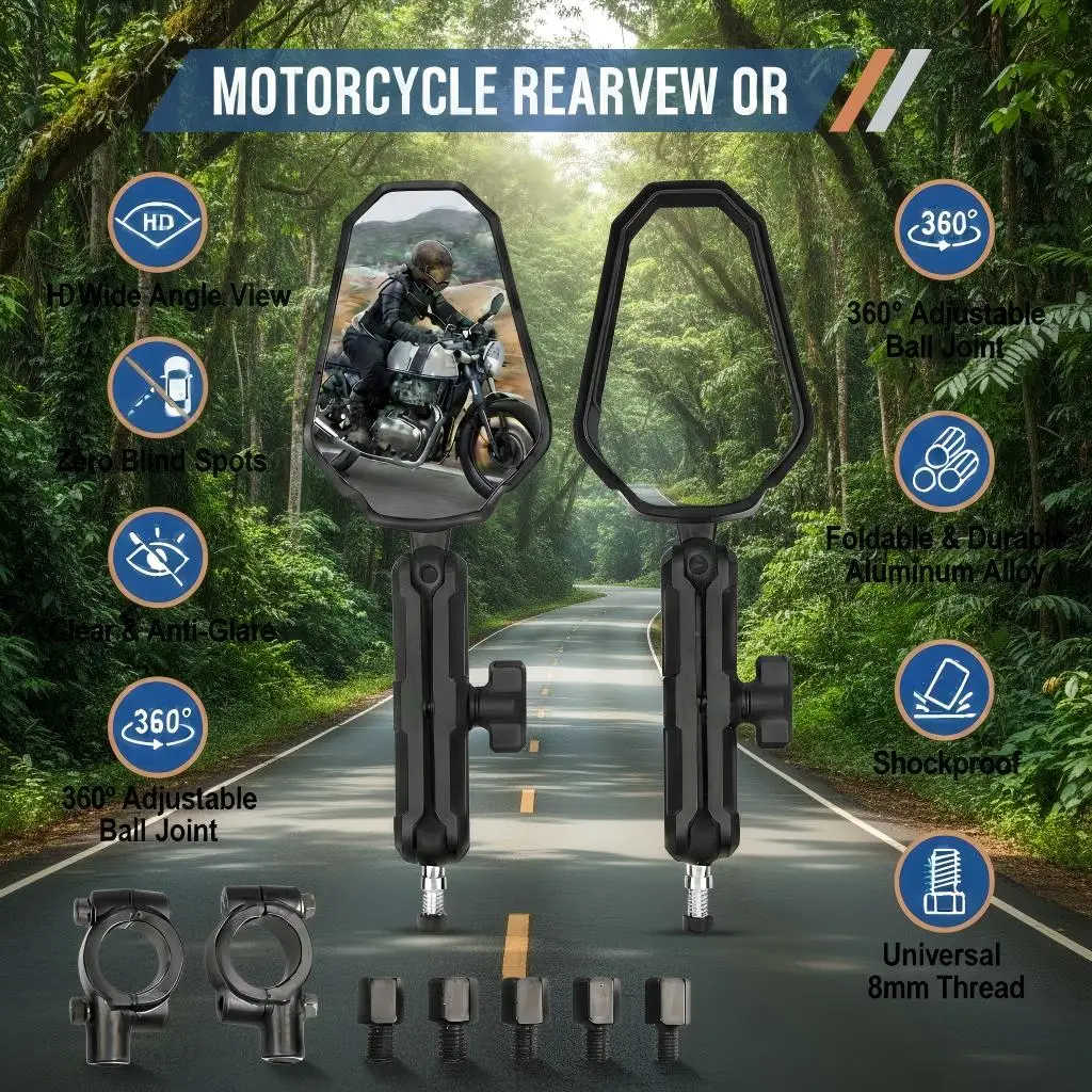 Universal Motorcycle Mirrors Angle FANTIC MV CFMOTO VOGE Adjustable ...
