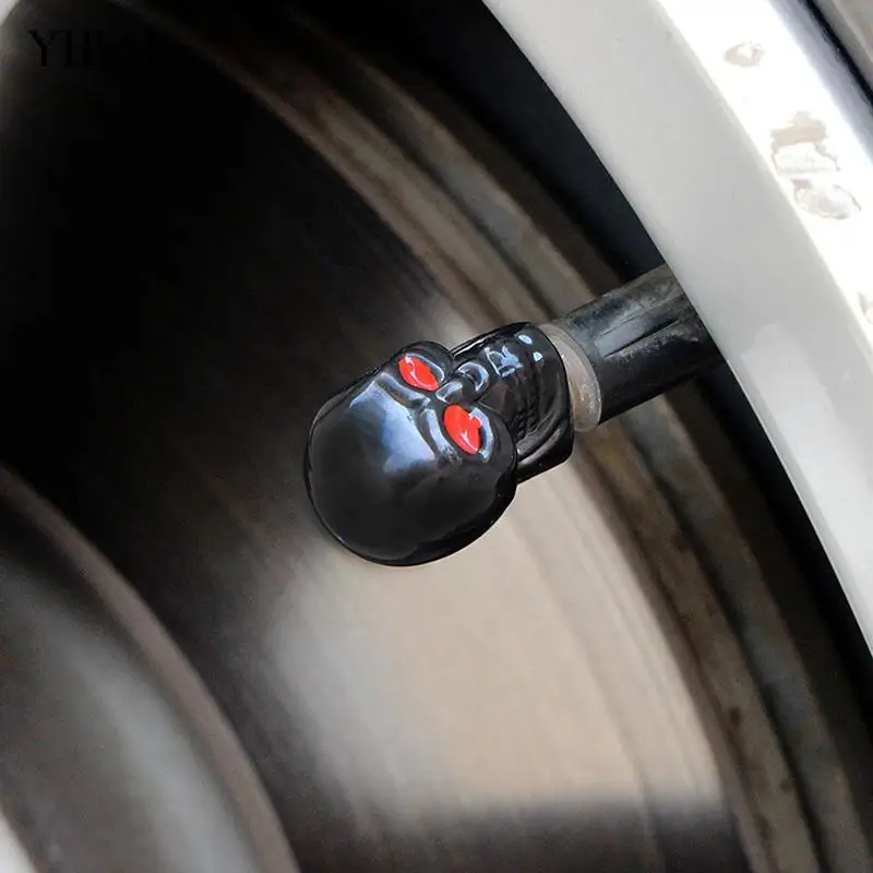 4Pcs Skull Valve Caps ABS Car Wheel Plugs For Alloy Wheels Tire Valve ...