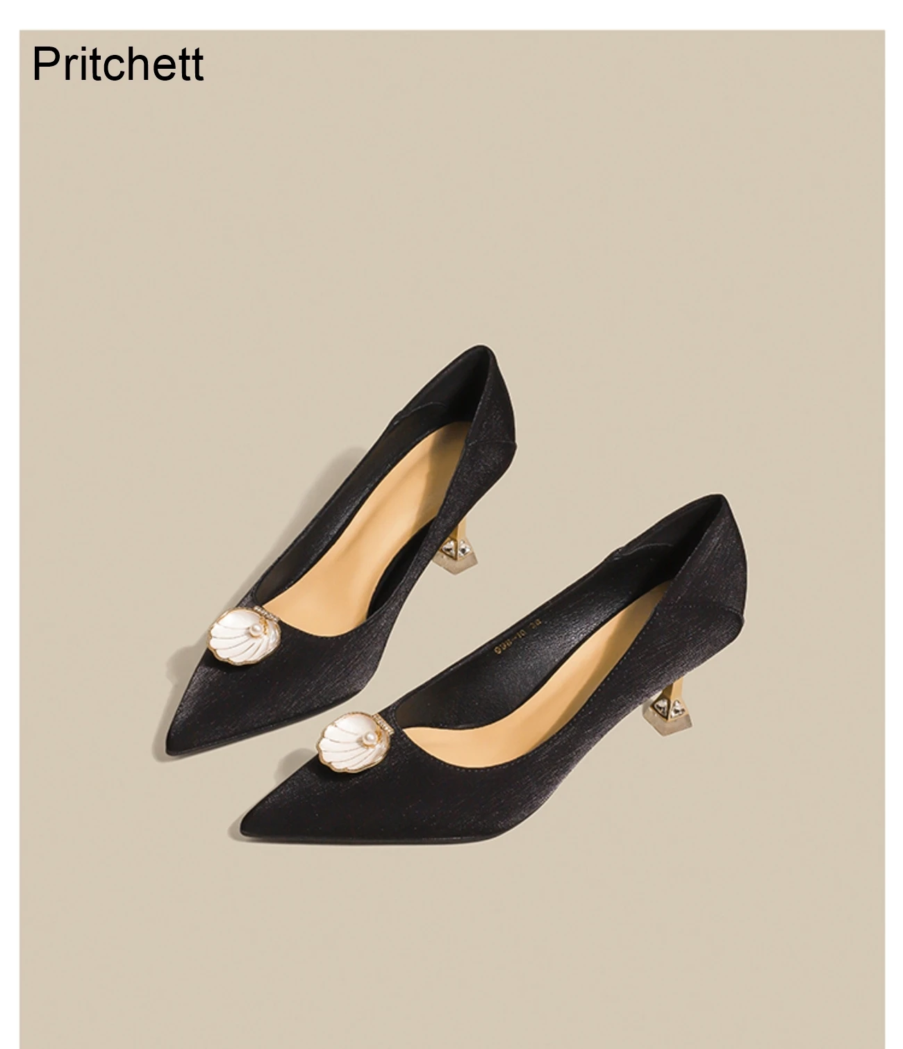 Black-Satin-Shell-Metal-Heel-High-Heels-2023-Summer-New-Temperament ...