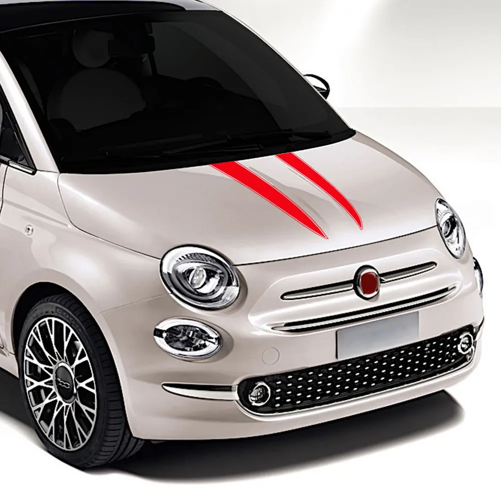2PCS Car Hood Bonnet Stickers For Fiat 500 Abarth 595 Tuning Accessories Vinyl Film Decals Auto DIY Stripes Styling Decoration
