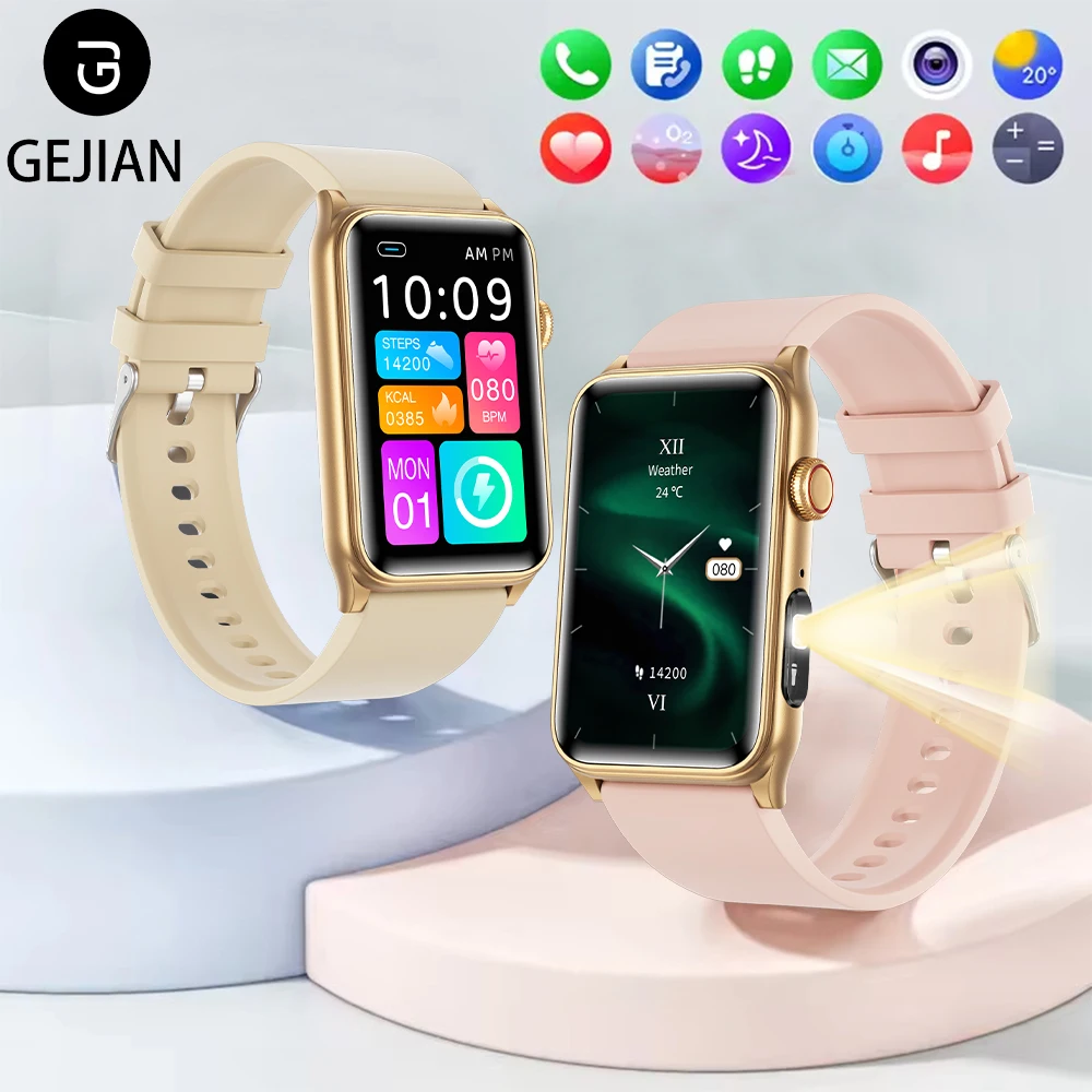 GEJIAN For Android IOS Smart Bracelet Women Smartwatch Men Heart Rate ...