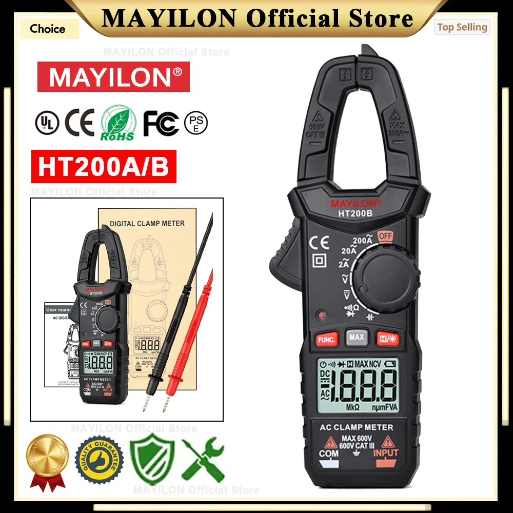 MAYILON-HT200-Clamp-Meter-Professional-Digital-Multimeter-AC-DC-Pliers ...