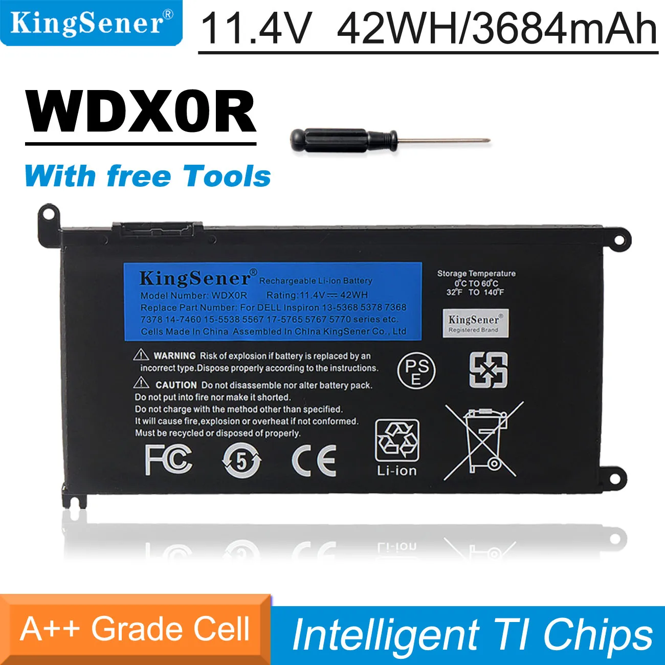 KingSener WDXOR Laptop Battery For Dell Inspiron 14 5368 5567 7560 5767 ...