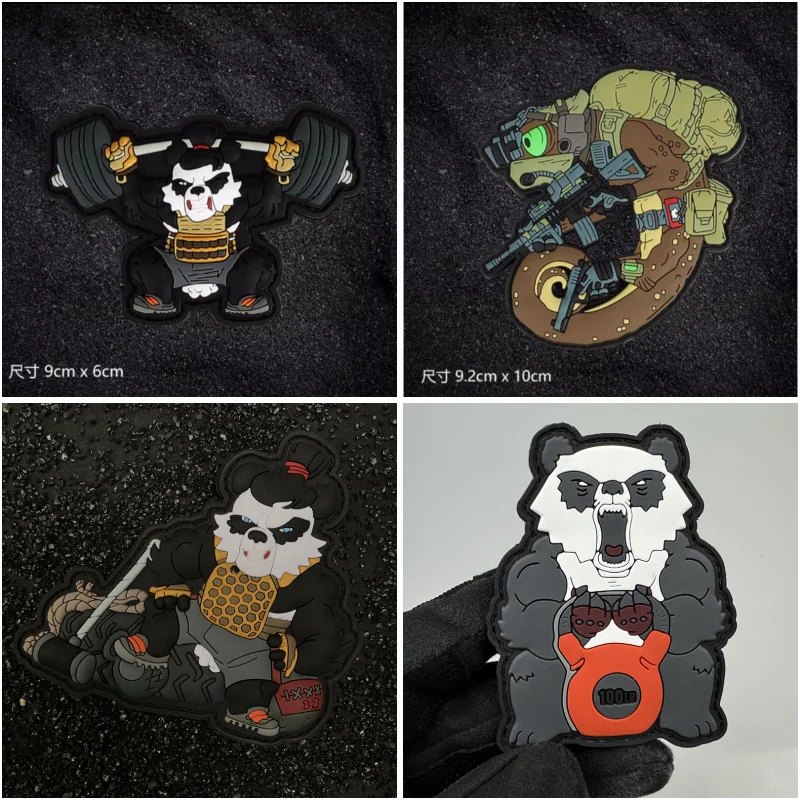 Fitness-Barbell-Panda-Hook-Loop-PVC-Patch-Military-Panda-Legion-Patches ...