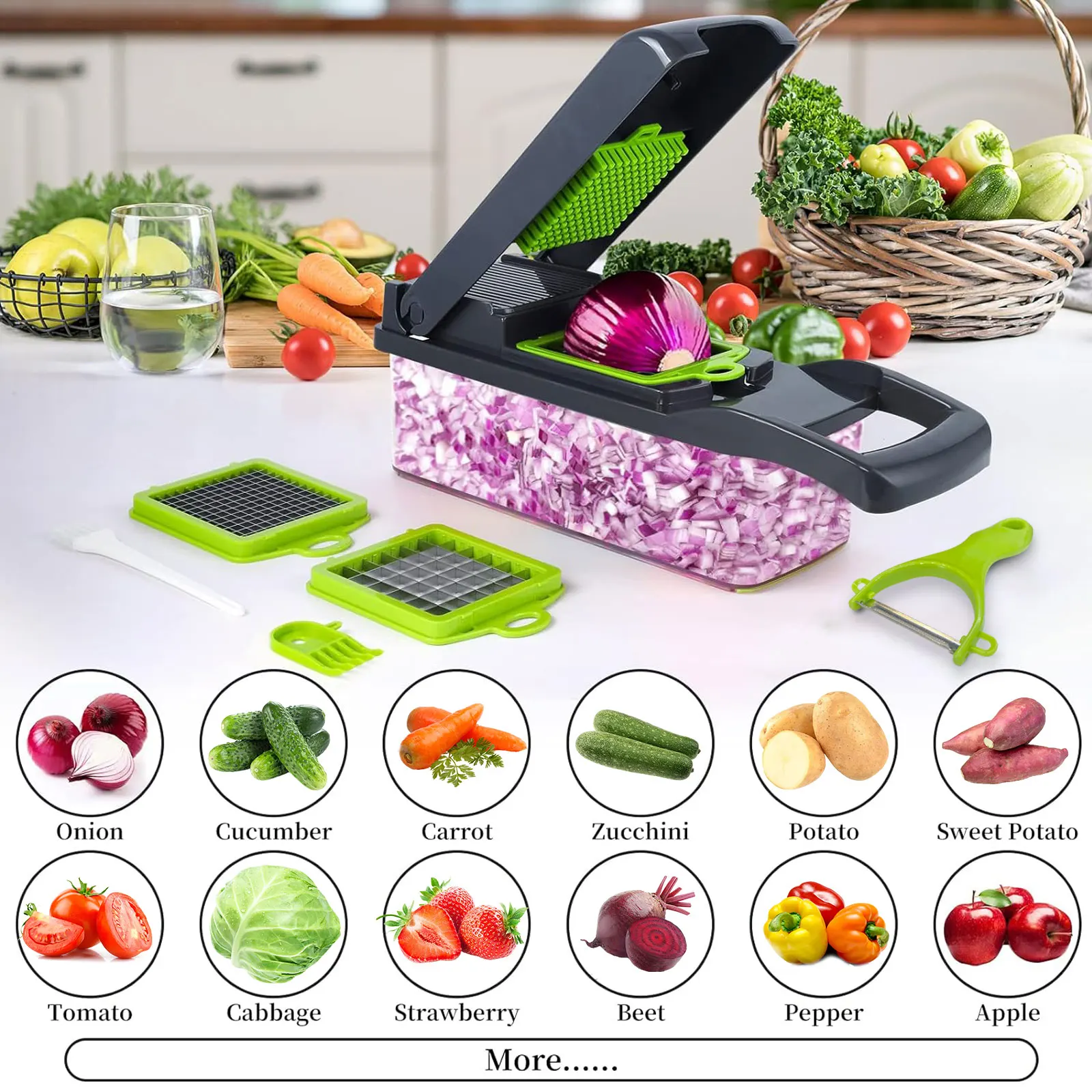 1Pc-Green-Black-12-in-1-Multifunctional-Vegetable-Slicer-Cutter ...
