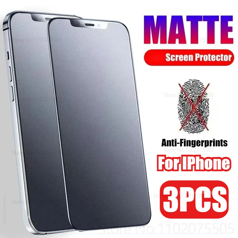 3PCS Matte Tempered Glass for IPhone 8 6 7 Plus 13 Promax 11 Pro 12Mini ...