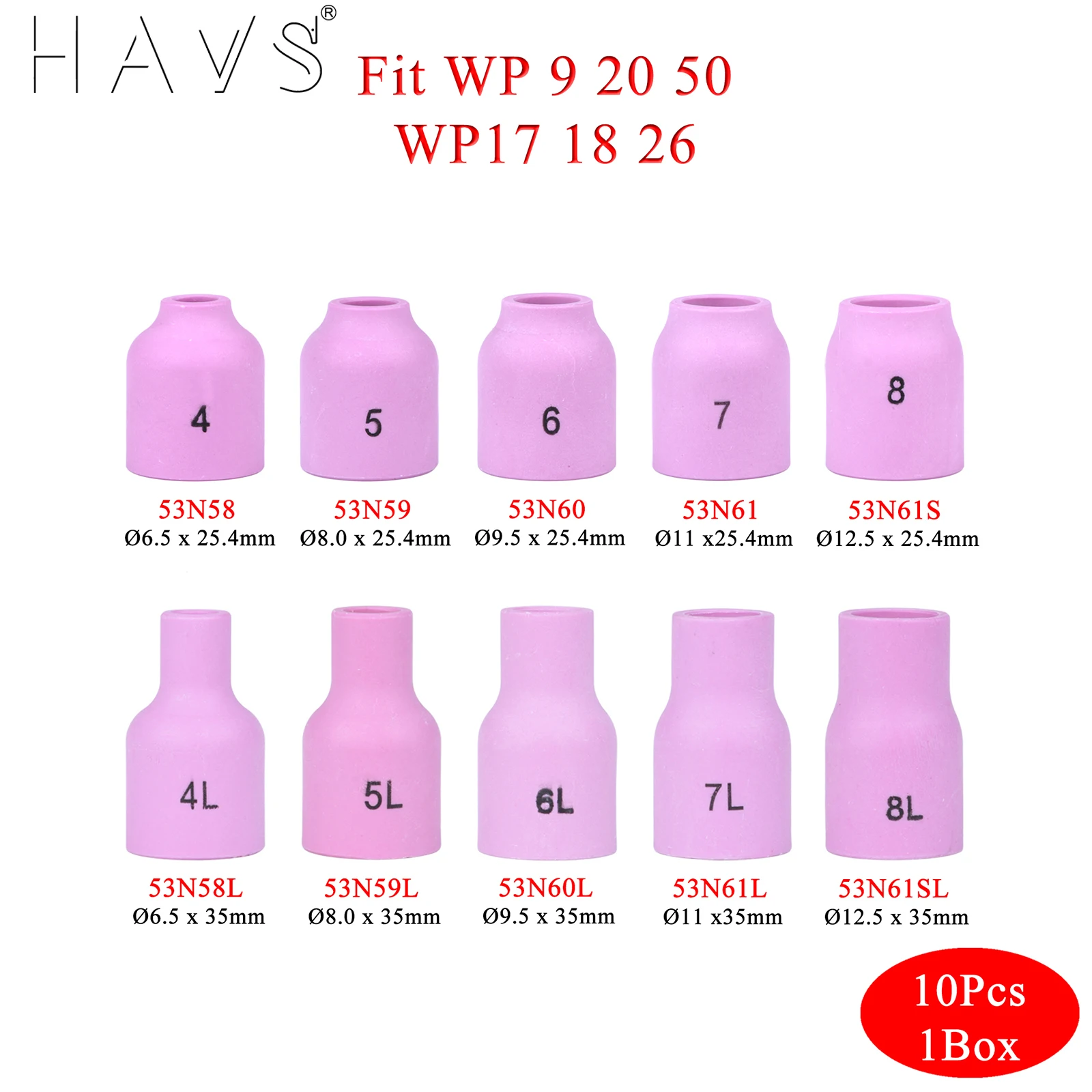 10PCs-25-4mm-53N58-53N59-53N60-53N61-53N61S-35mm-53N58L-53N59L-53N60L ...