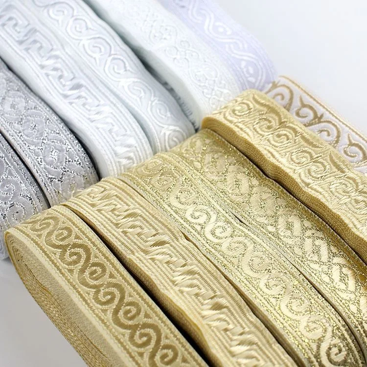 Gold-silver-2CM-embroidery-ribbon-polyester-woven-jacquard-webbing-lace ...