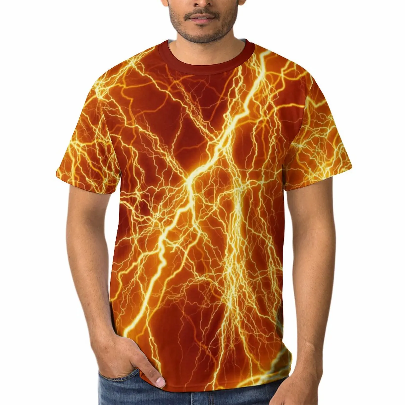 Men-Women-Thunder-Magma-T-Shirt-Printed-Flashing-Light-Short-Sleeve ...