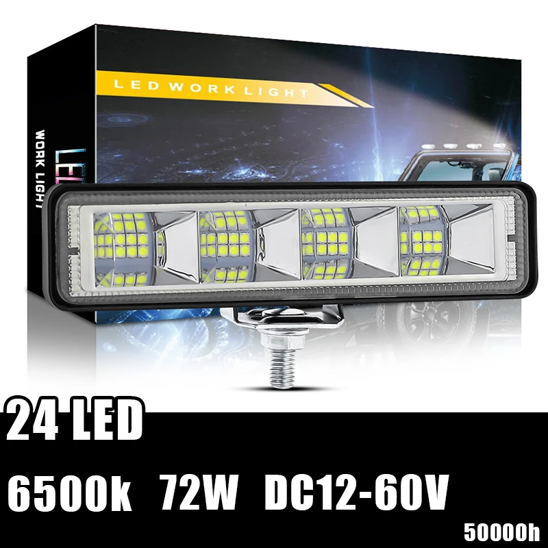 24LED-72W-Car-Work-Light-DRL-High-Bright-Spotlight-Car-Offroad ...
