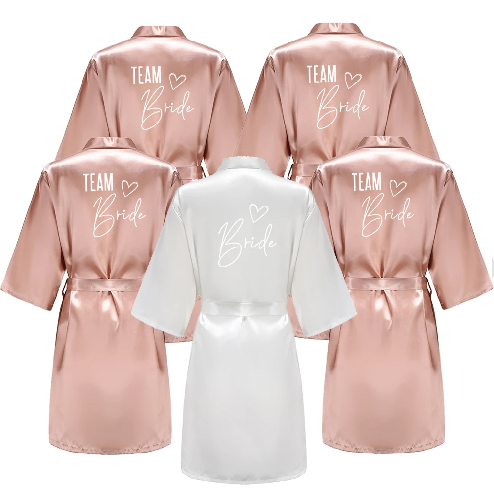 Team-Bride-Bridesmaid-Mother-Robes-With-White-Writing-Dressing-Gowns ...