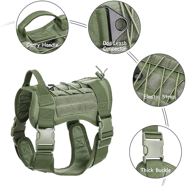Tactical Dog Harness Military Training K9 Padded Quick Release Vest Pet ...