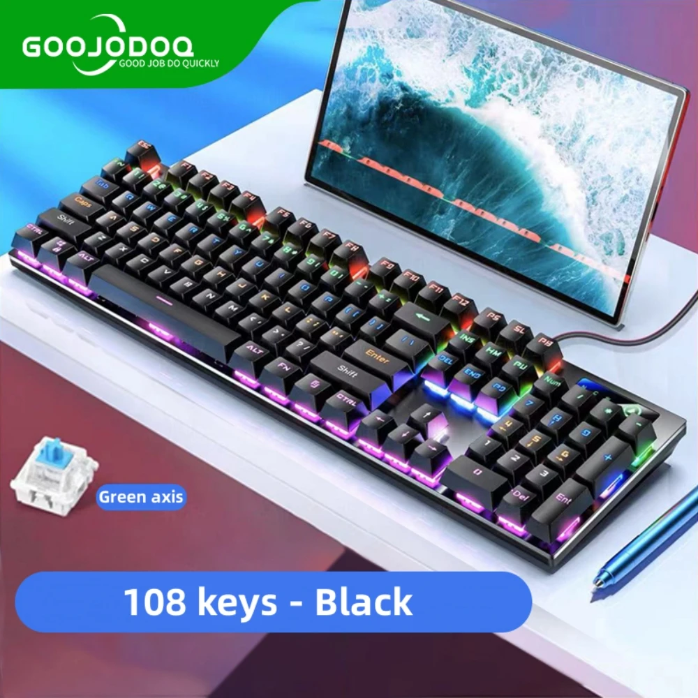 RGB-104-Keys-Mechanical-Keyboard-Backlit-Wired-Keyboard-Durable-ABS ...