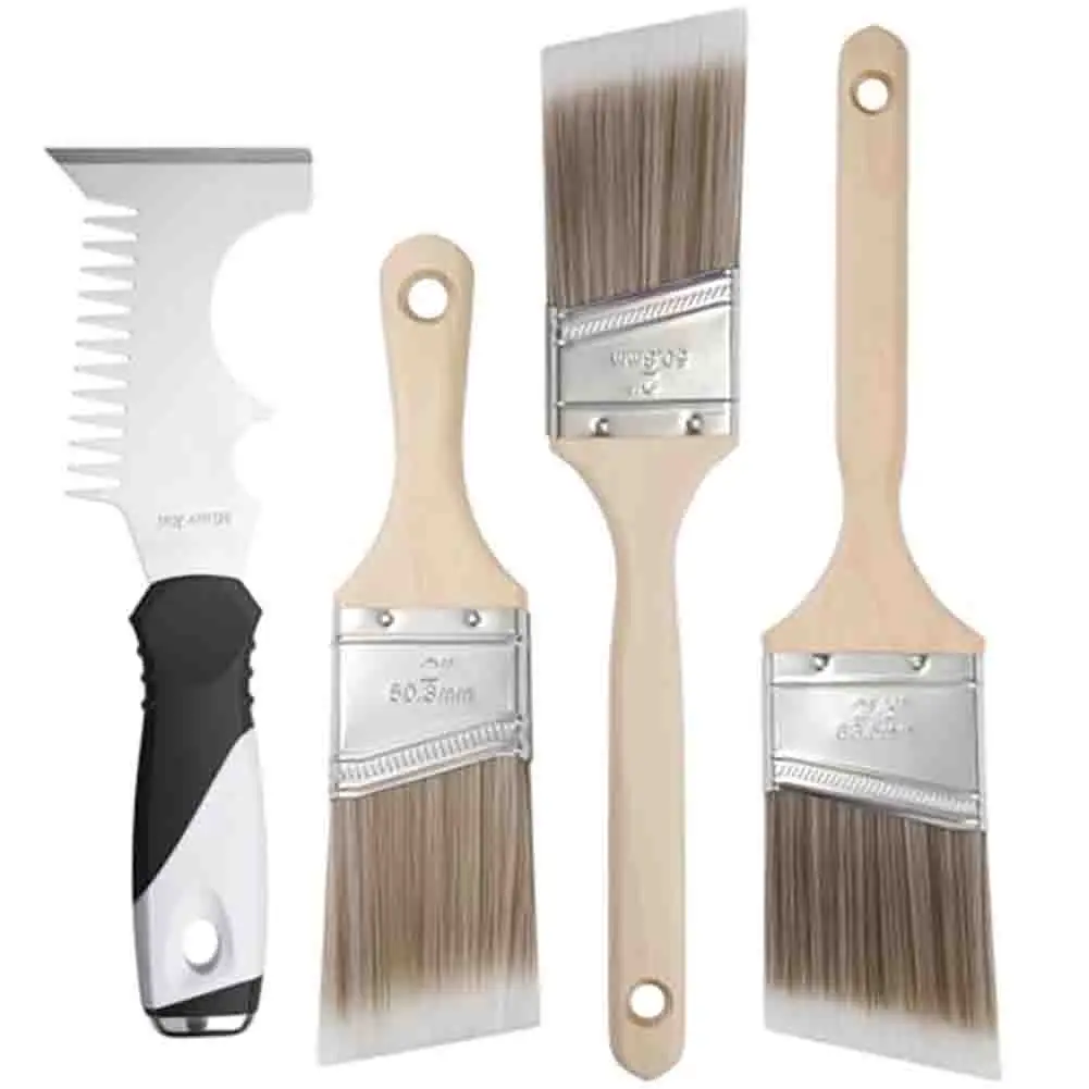 4-in-1 Paintbrush Set With Steel Comb For Smooth Finishes In Home ...