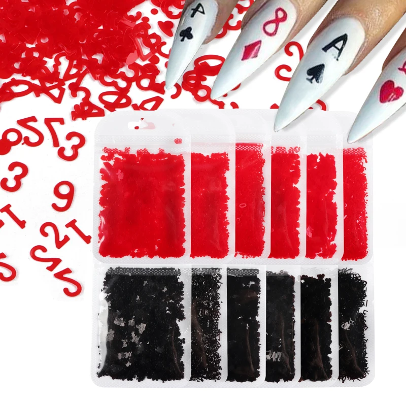 12-Bags-Red-Black-Playing-Cards-Nail-Sequins-Letter-Number-Love-Heart ...