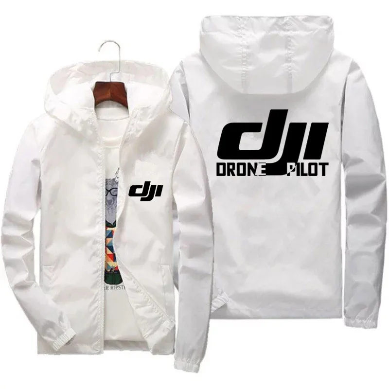 Men's Bomber Hooded DJI Drone Pilot Casual Thin Windbreaker Jackets ...