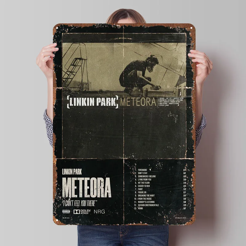 Linkin Park Meteora 포스터 TV 시리즈 Tinplate Sign Man Cave 홈 룸 벽 예술을위한 맞춤형 ...