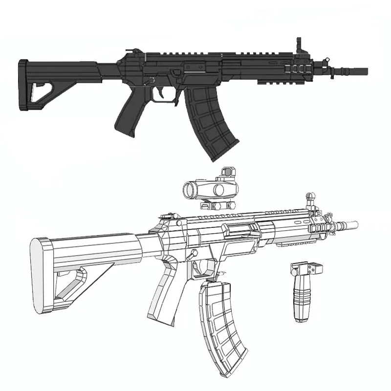 76cm QBZ 191 sniper rifle 3d modelo de papel arma puzzles papercraft ...