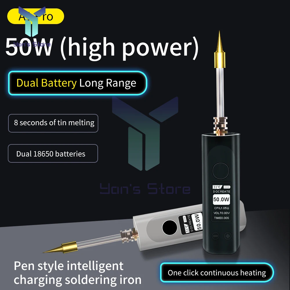 8-in-1-New-Portable-Electric-Soldering-Iron-18650-Lithium-Battery-50W ...