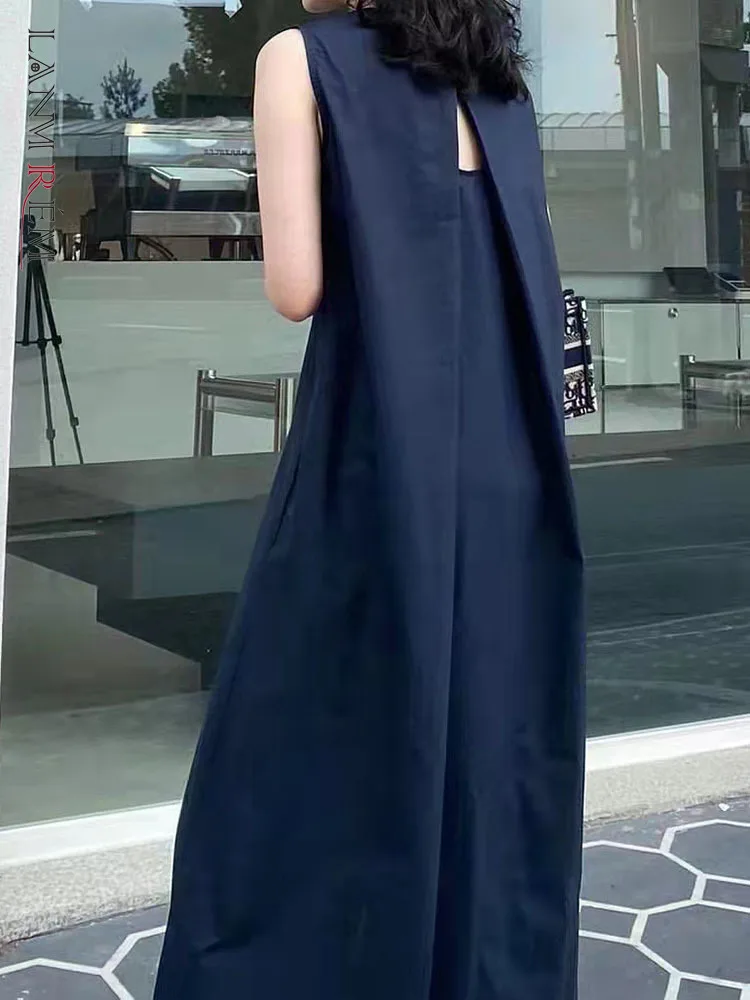 LANMREM Korean Style Loose Backless Sleeveless Suspender Dress Solid ...