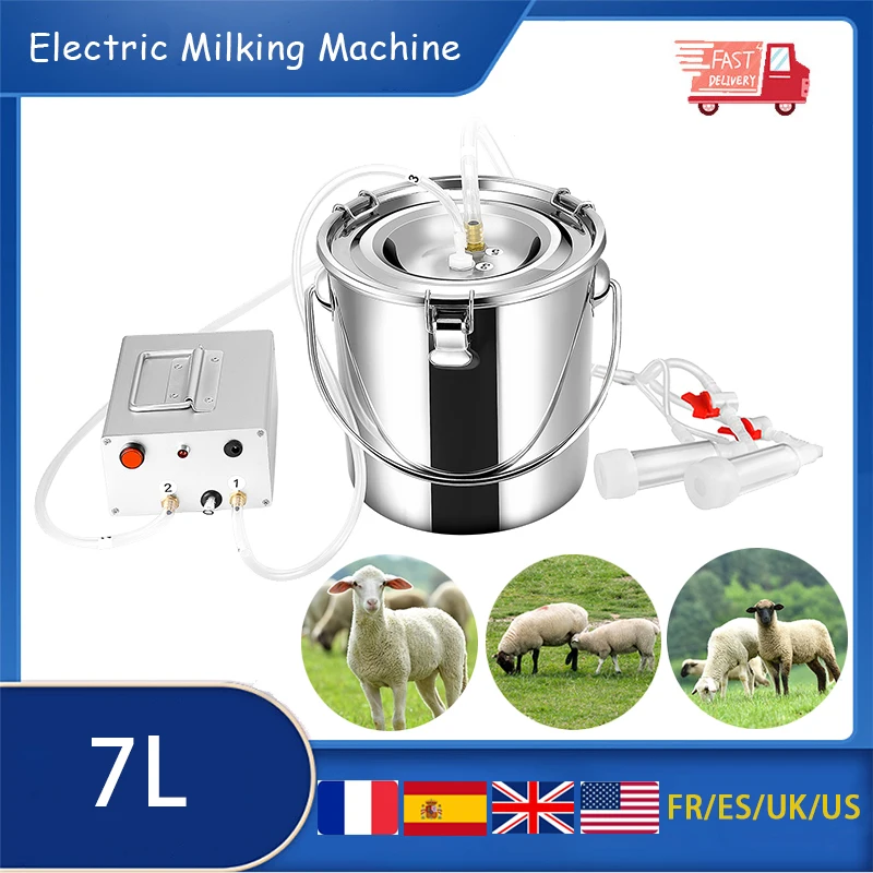 7L Goat Electric Milking Machine Auto-Stop Sheep Milker Machine ...