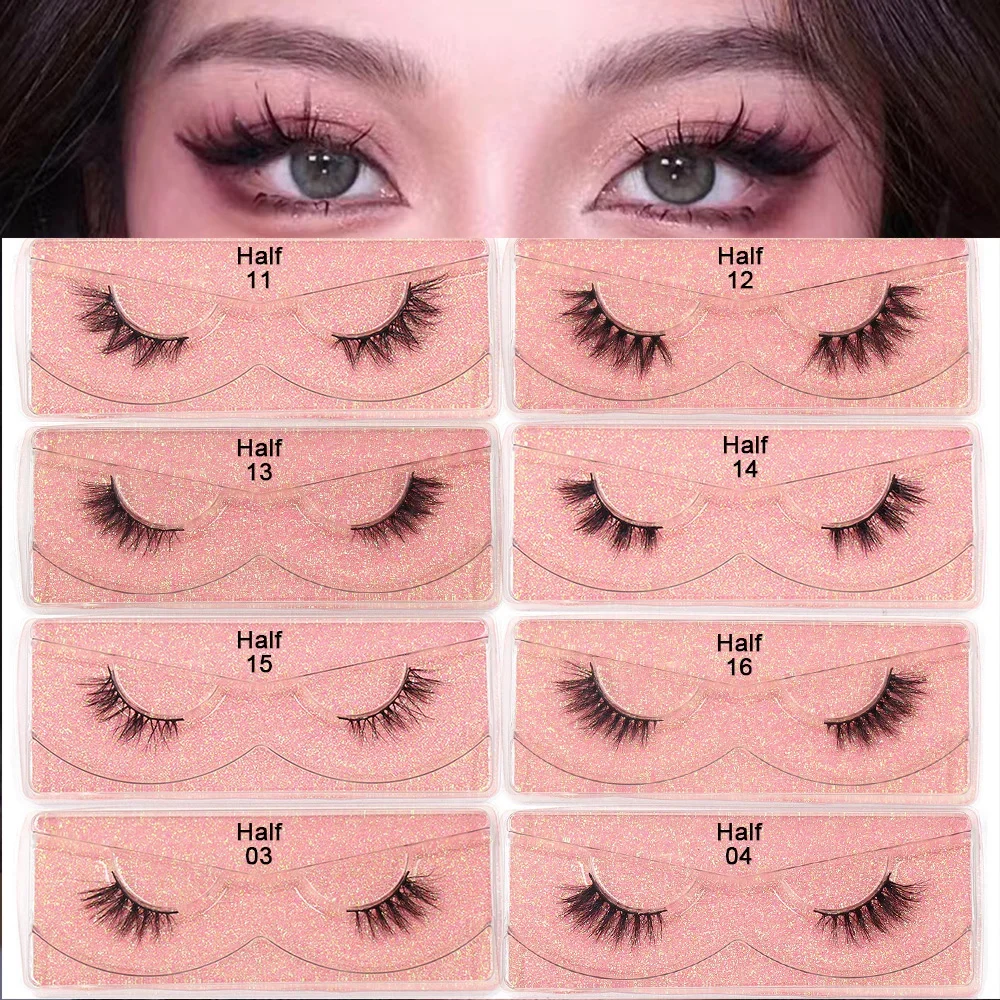Maquiagem-12mm-15mm-Half-False-Eyelashe-Soft-Wispy-Half-Lashes-3D-Mink ...