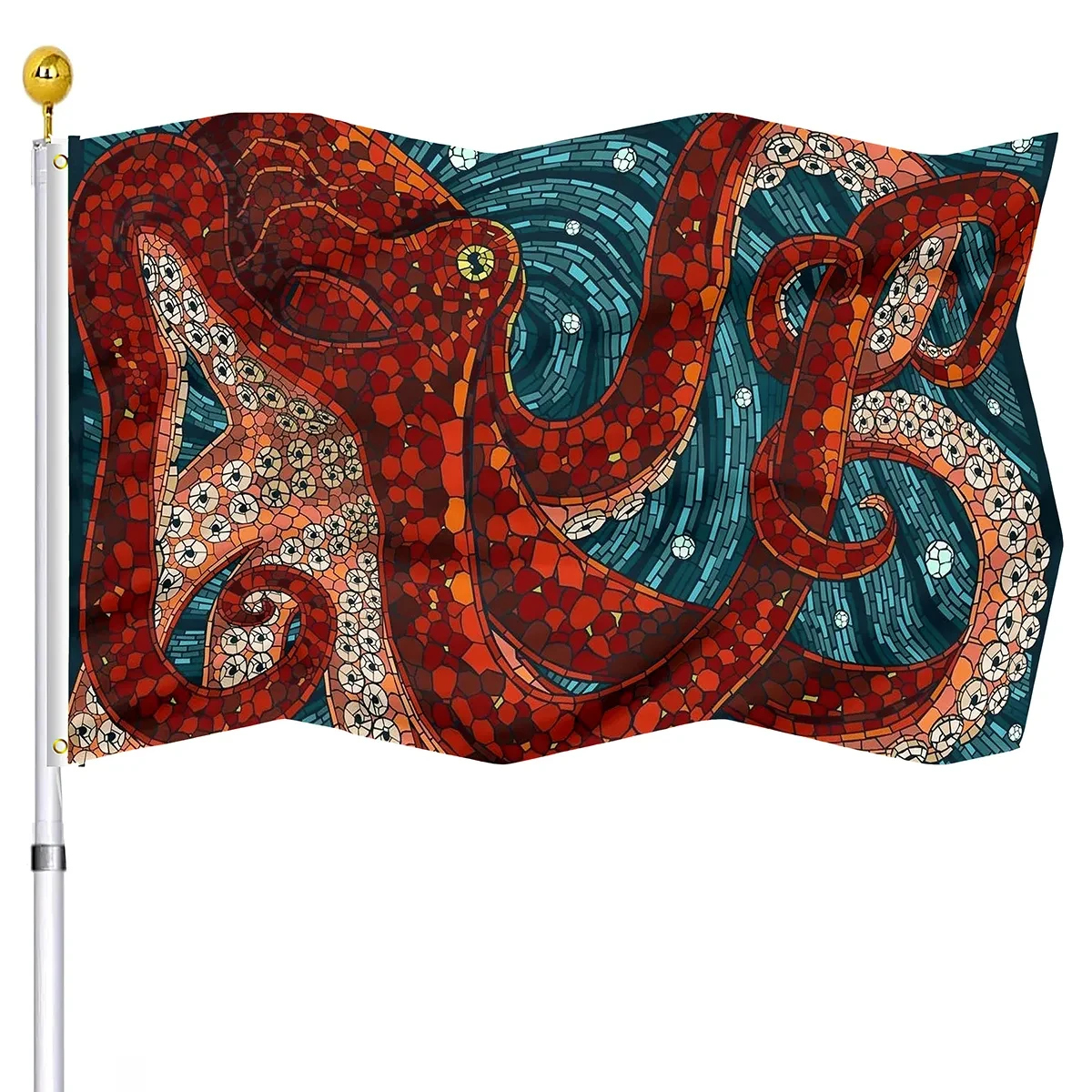 Octopus-Flag-Vivid-Color-Sea-Animals-Watercolor-Arts-Indoor-Outdoor ...