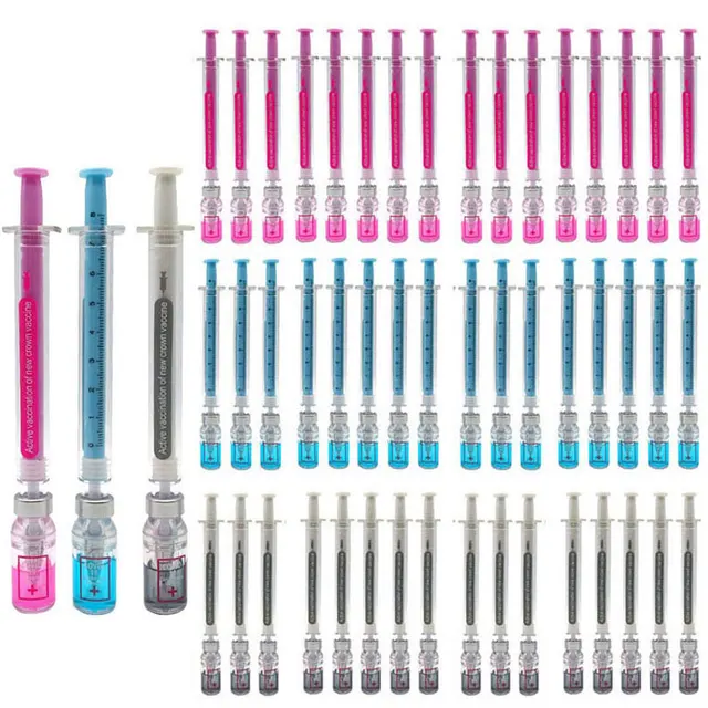 60Pcs Syringe Gel Pen Simulation Vaccine Eliminates Virus Injection ...