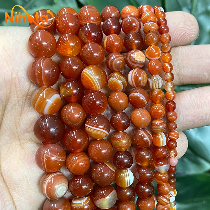 Smooth-Natural-Red-Banded-Lace-Agates-Round-Loose-Beads-4-6-8-10-12 ...