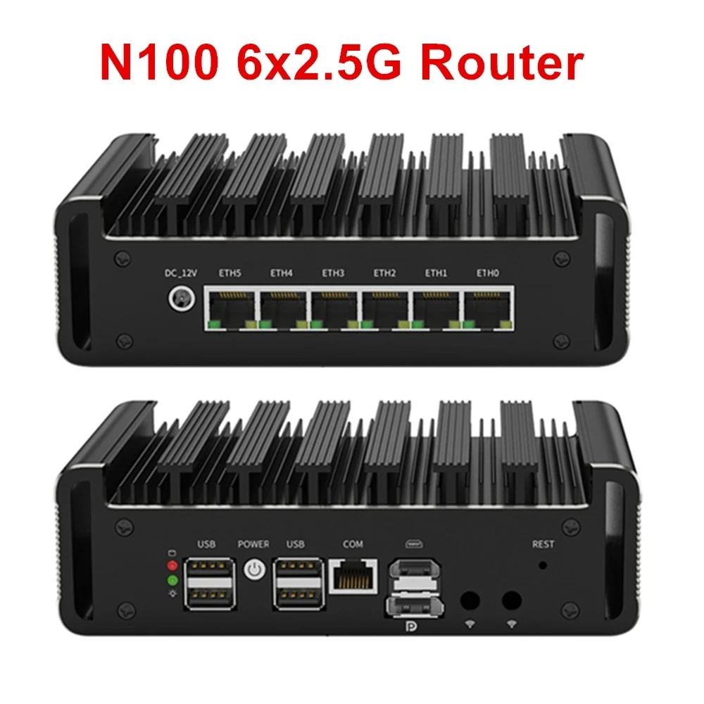 6x2-5G-12th-Gen-Firewall-Router-Intel-N100-i226-V-Fanless-Mini-PC-DDR5 ...